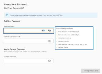 Log in to CtrlPrint and Set/Change Password